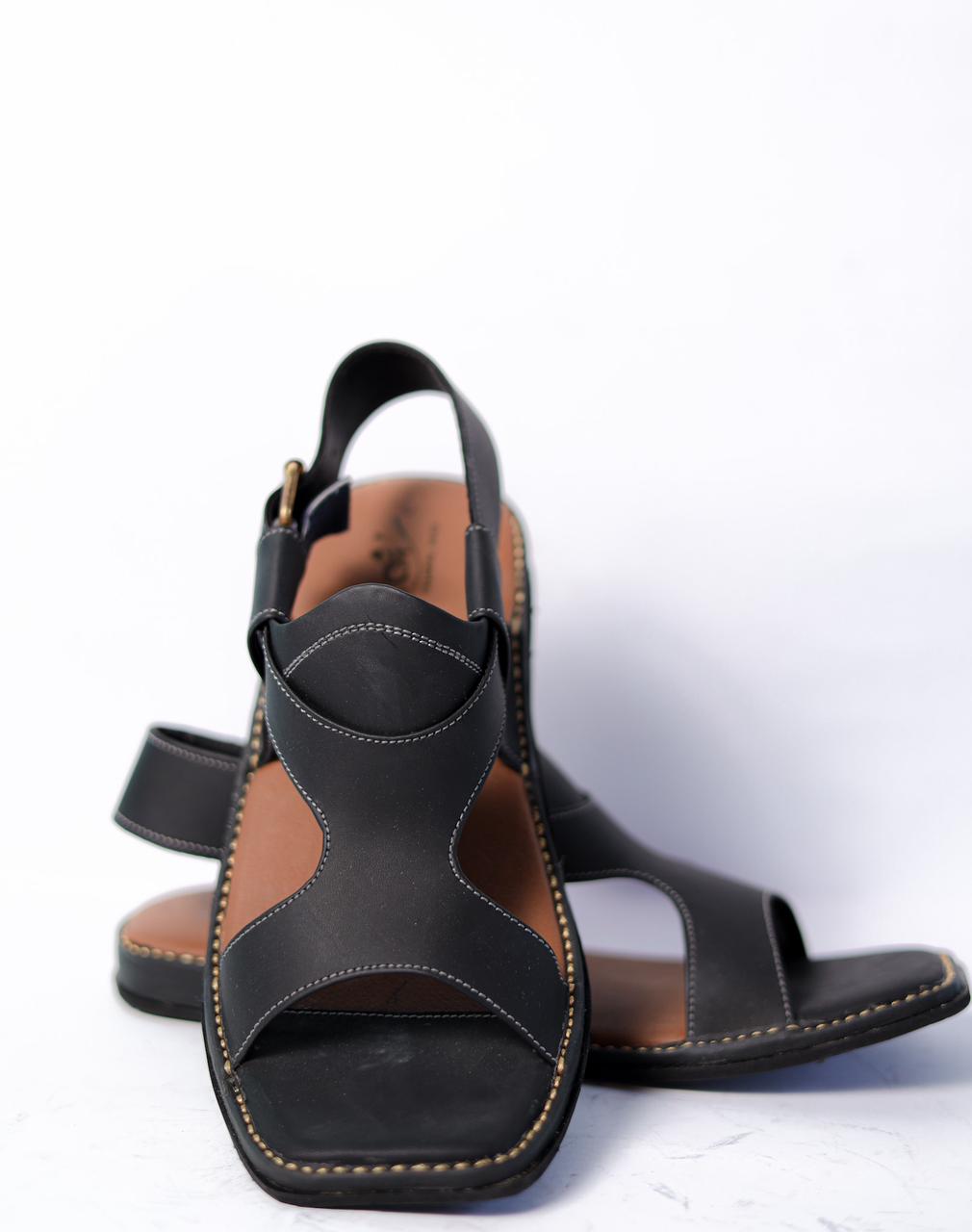 Peshawar Zalmi Panjedar BLACK Chappal Pure Leather Handmade – Baashis